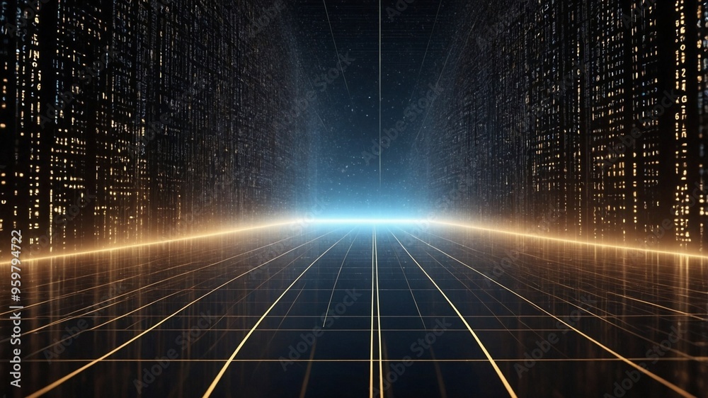 デジタルバイナリコードのマトリックスが描く現代のデータ接続と科学技術の進化を表現 Stock Illustration | Adobe Stock