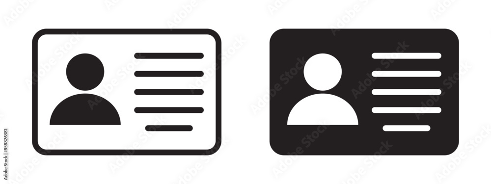 ID Card icon. Employee clerk card, driver license, Identification card ...