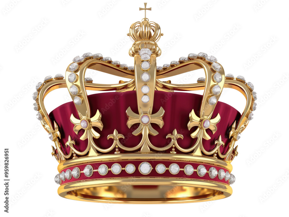 elegant luxury gold red crown isolated on white or transparent png ...