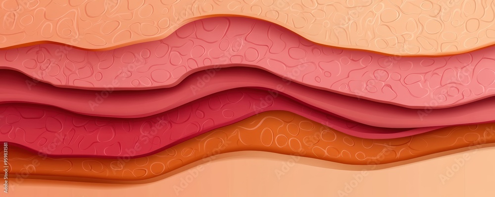 Cross-sectional illustration of human skin layers, showing epidermis ...