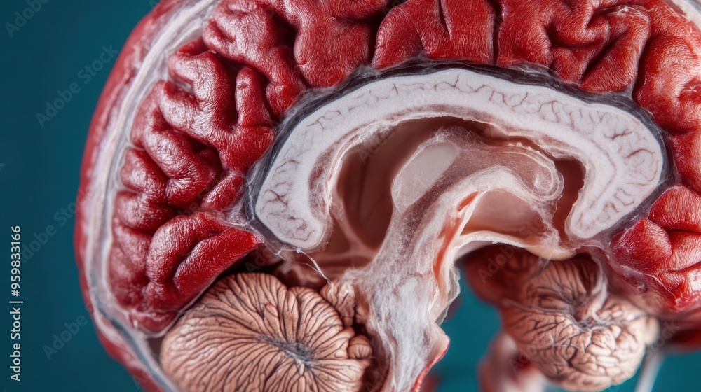 Cross-sectional view of the human brain ventricles, illustrating ...