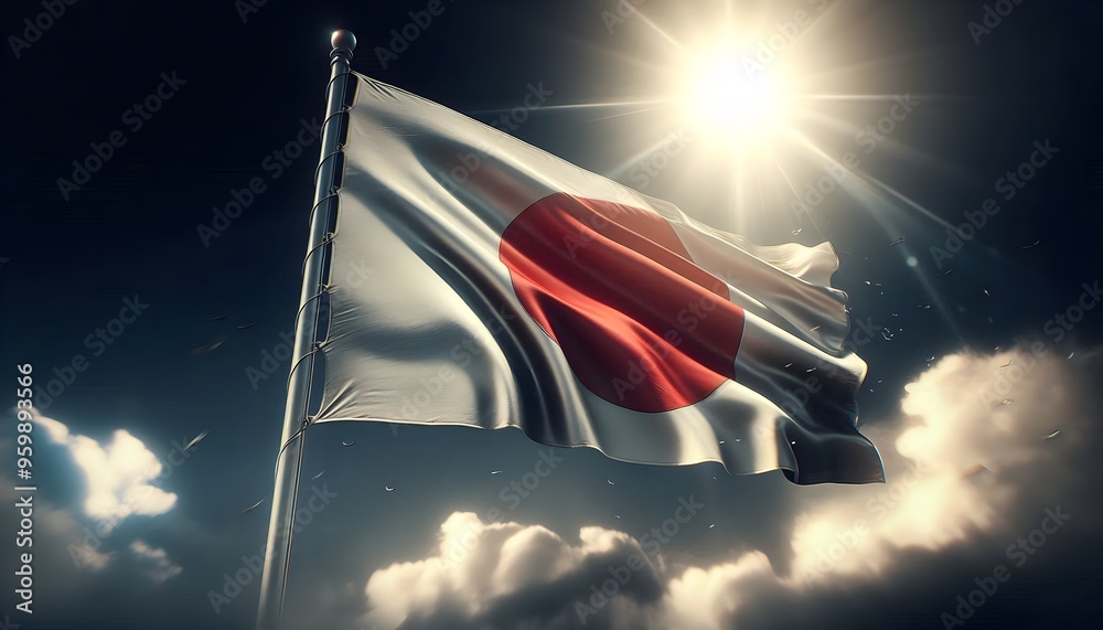 Epic Waving Japan Flag in the Wind - Dynamic and Powerful Display Stock ...