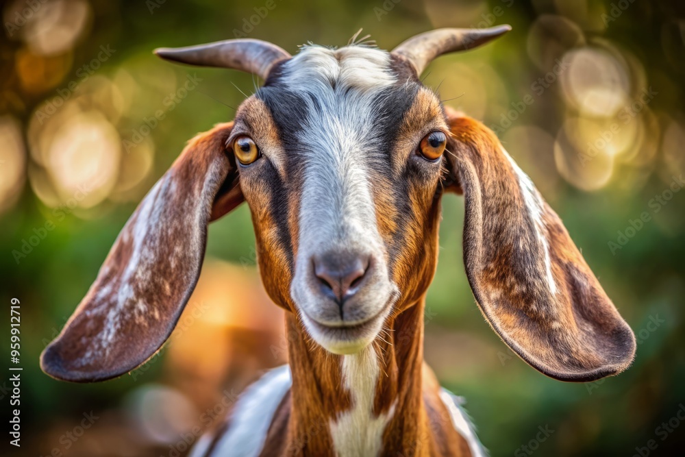 * This close-up portrait reveals the Nubian goat's striking ...