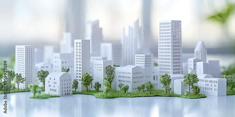 Conceptual model of a sustainable green city with eco-friendly white ...
