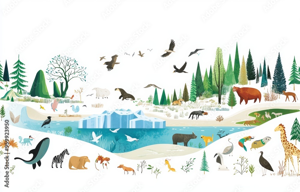 Ecological zones depicted with latitudinal gradients of wildlife ...