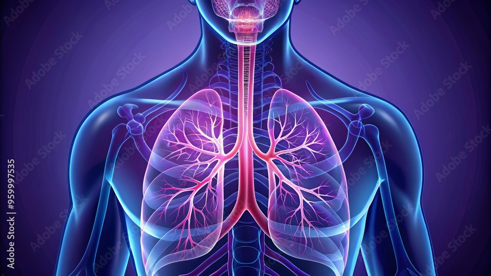 breathing path vector illustration anatomical illustration lumen purple ...
