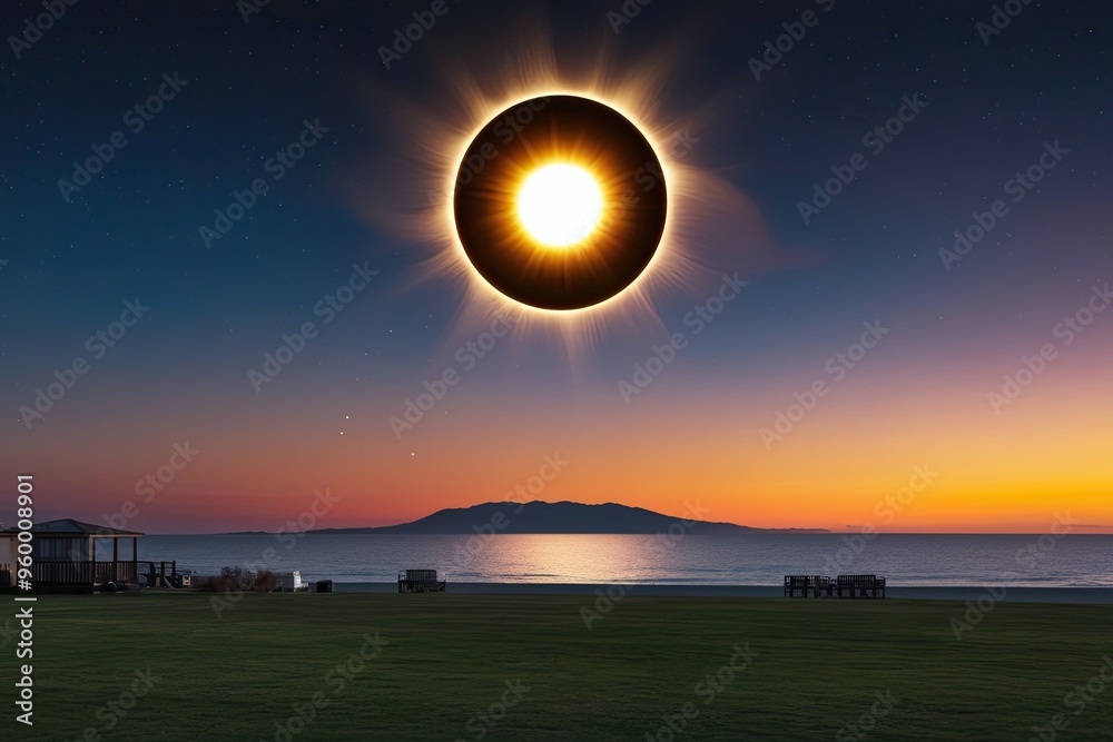 Artistic Representation of the Solar Eclipse on April 8, 2024 in the ...