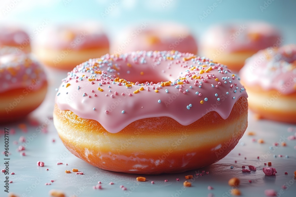 whimsical 3d rendered donuts float against pastel backdrop variety of ...