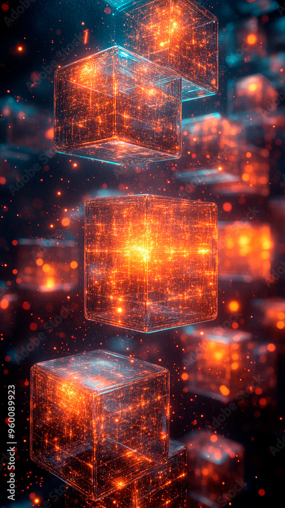 Múltiples capas de rejillas transparentes y brillantes apiladas unas ...