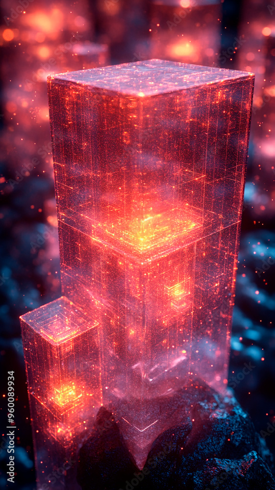 Múltiples capas de rejillas transparentes y brillantes apiladas unas ...