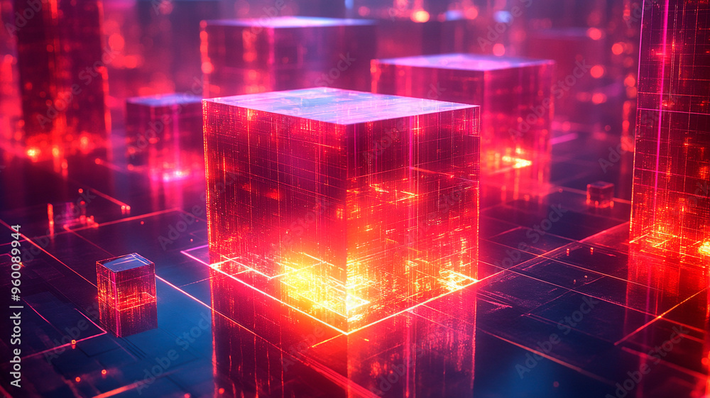 Múltiples capas de rejillas transparentes y brillantes apiladas unas ...