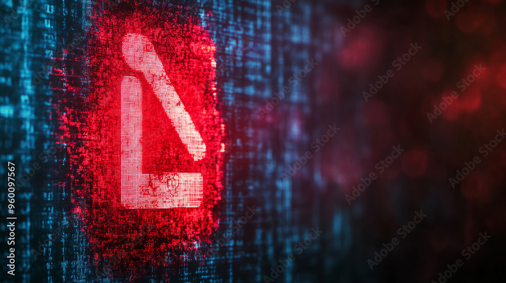 A red warning sign with an exclamation mark, symbolizing a hacking ...