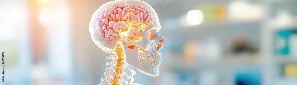 Skeleton with highlighted areas of osteoporosis, detailed condition ...
