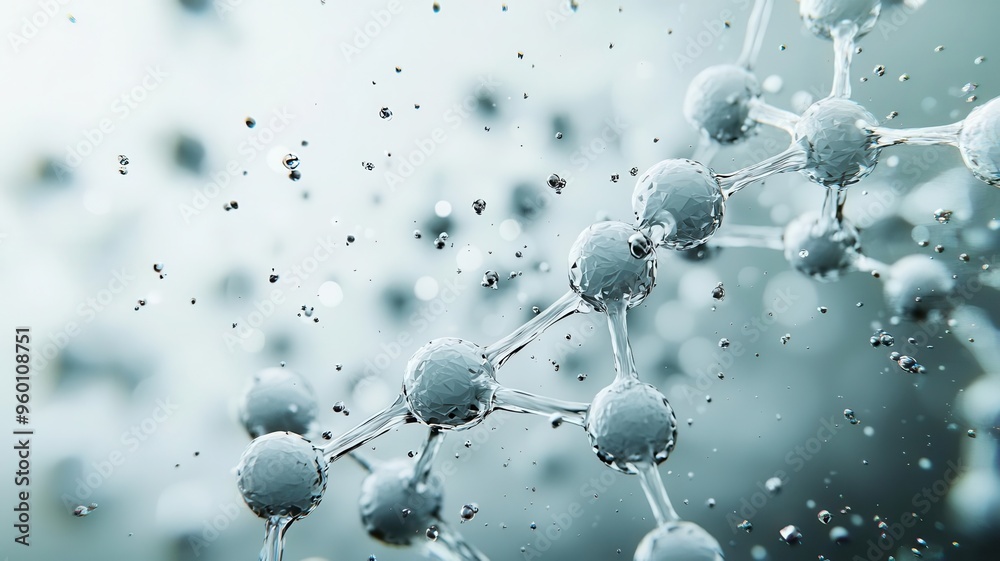 Organic chemical molecule in a natural, fluid form, with soft, white ...