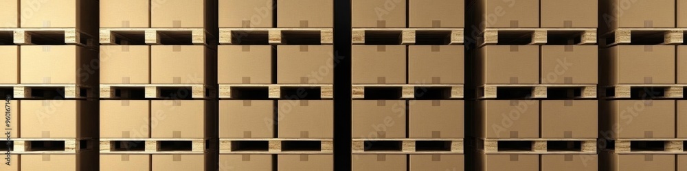 Efficient Logistics: Stacked Cardboard Boxes on Wooden Pallet. Creative ...