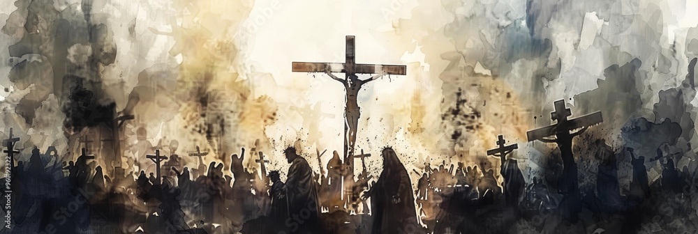 Jesus' Crucifixion and Death on the Cross Stock Illustration | Adobe Stock
