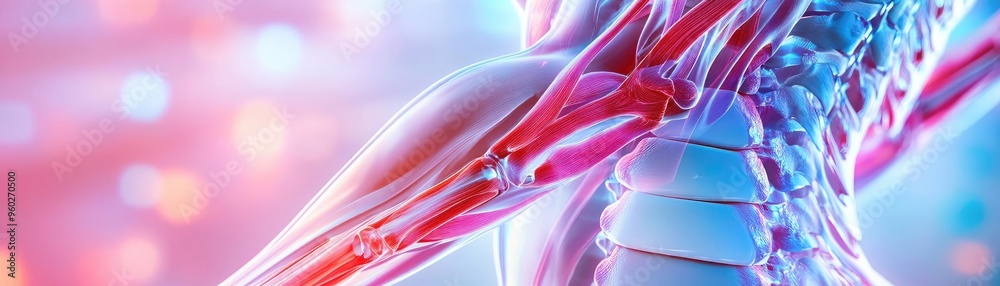 Detailed anatomy of the human muscle system, showcasing vibrant colors ...