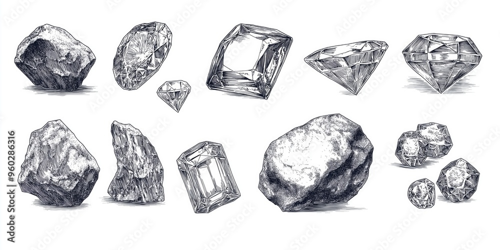 Educational diagram illustrating various types of diamond deposits and ...