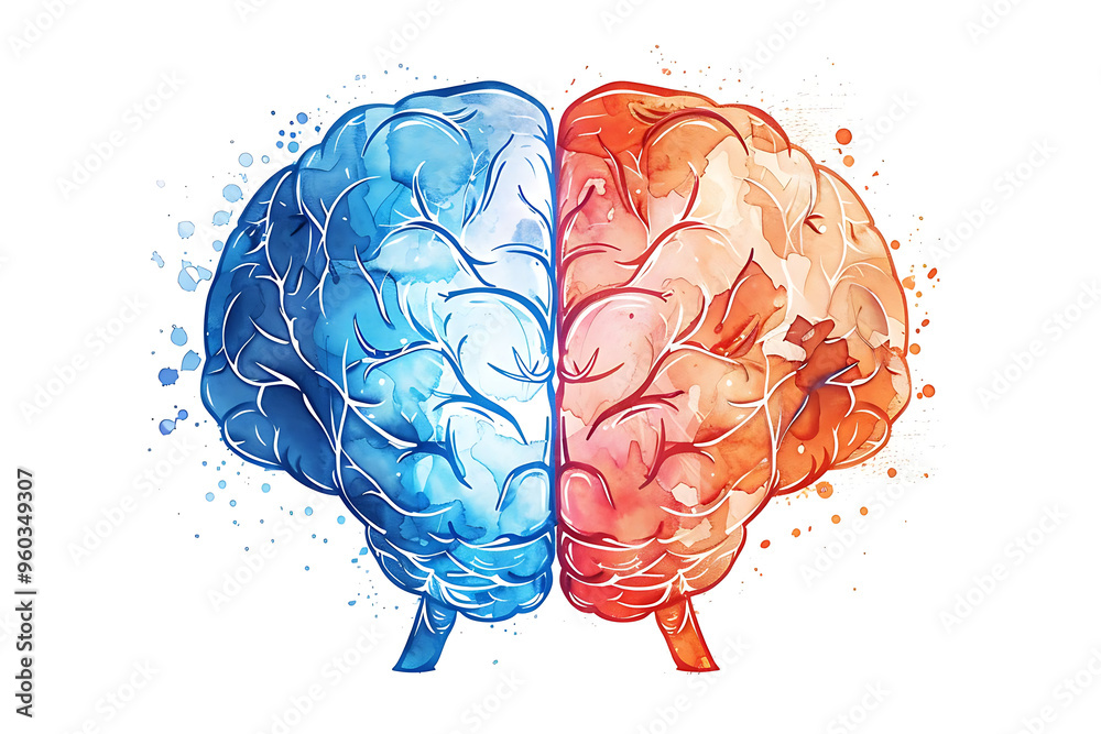 Watercolor Brain: A vibrant, artistic depiction of the human brain ...