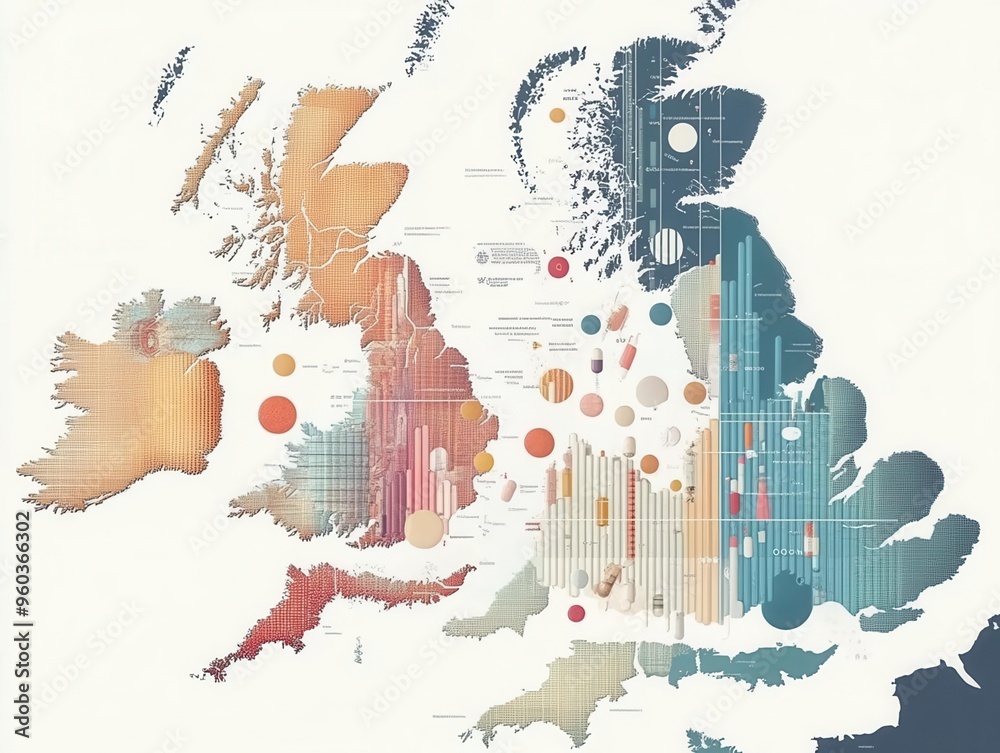 Visualization of the disparity , showing a divided map of the UK with ...