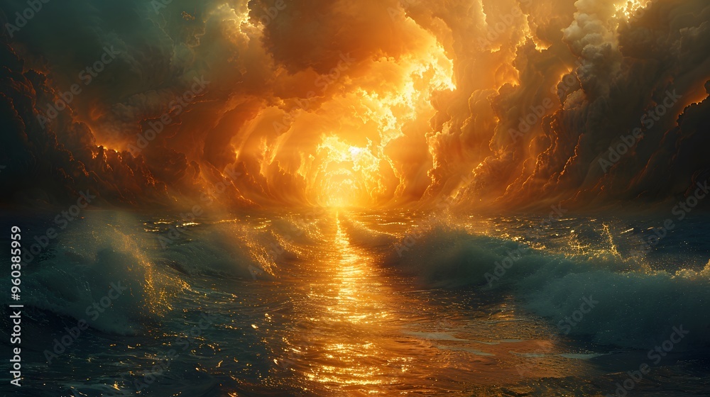 Depict the powerful passage as Moses guides the Israelites through the ...