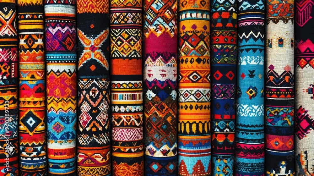 A collection of Peruvian fabric patterns in high resolution, featuring ...