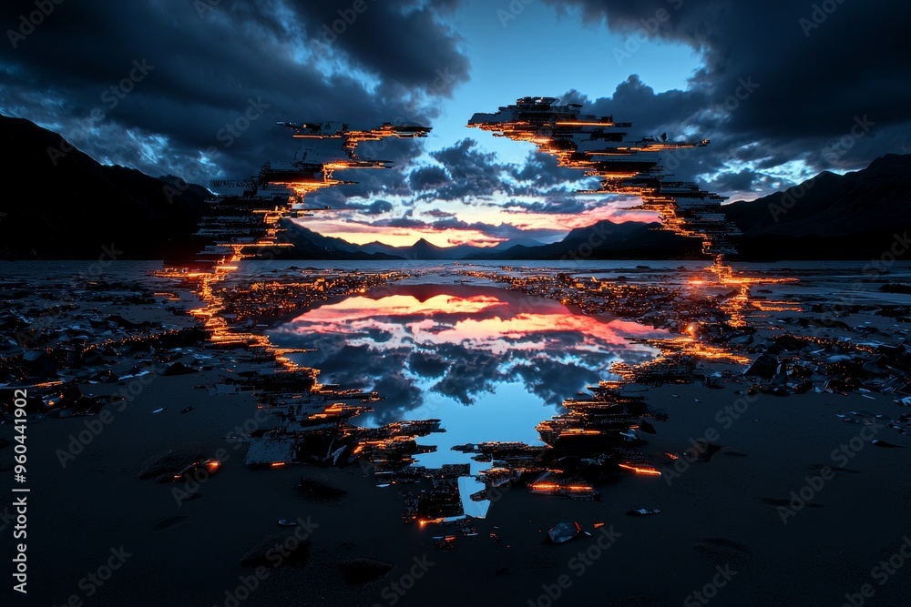 Dynamic, digital glitch art with distorted visuals and pixelated ...