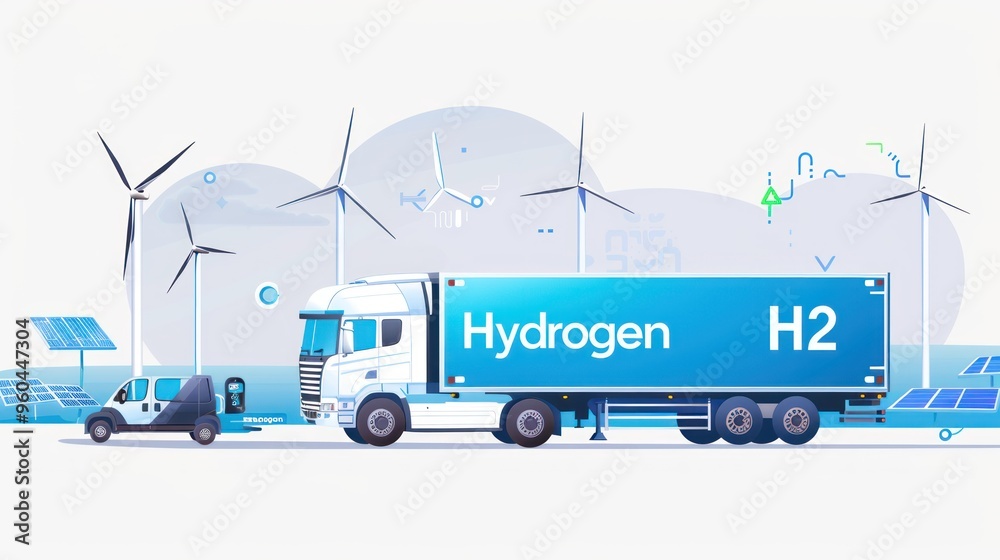 Isometric Hydrogen energy car. Alternative energy and zero emission. Hydrogen powered ...