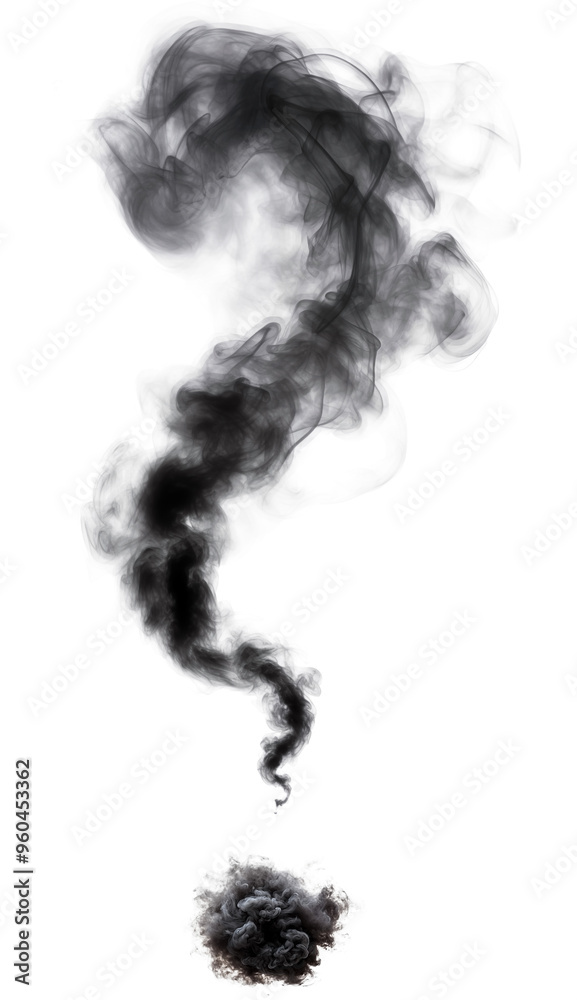 black Smoke forming a question mark shape PNG isolated on white and ...
