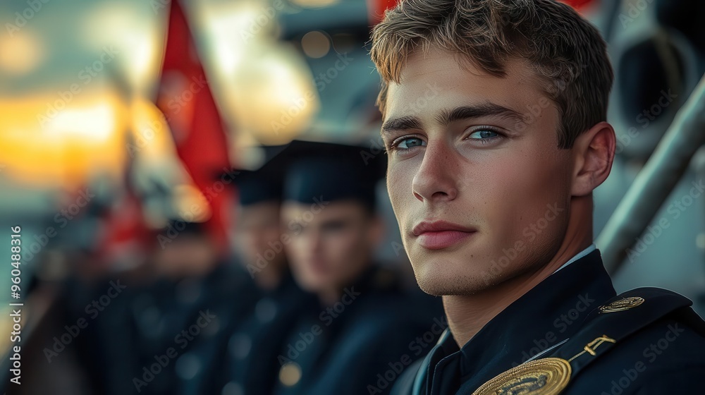 naval academy graduation ceremony young cadets in dress uniforms proud ...