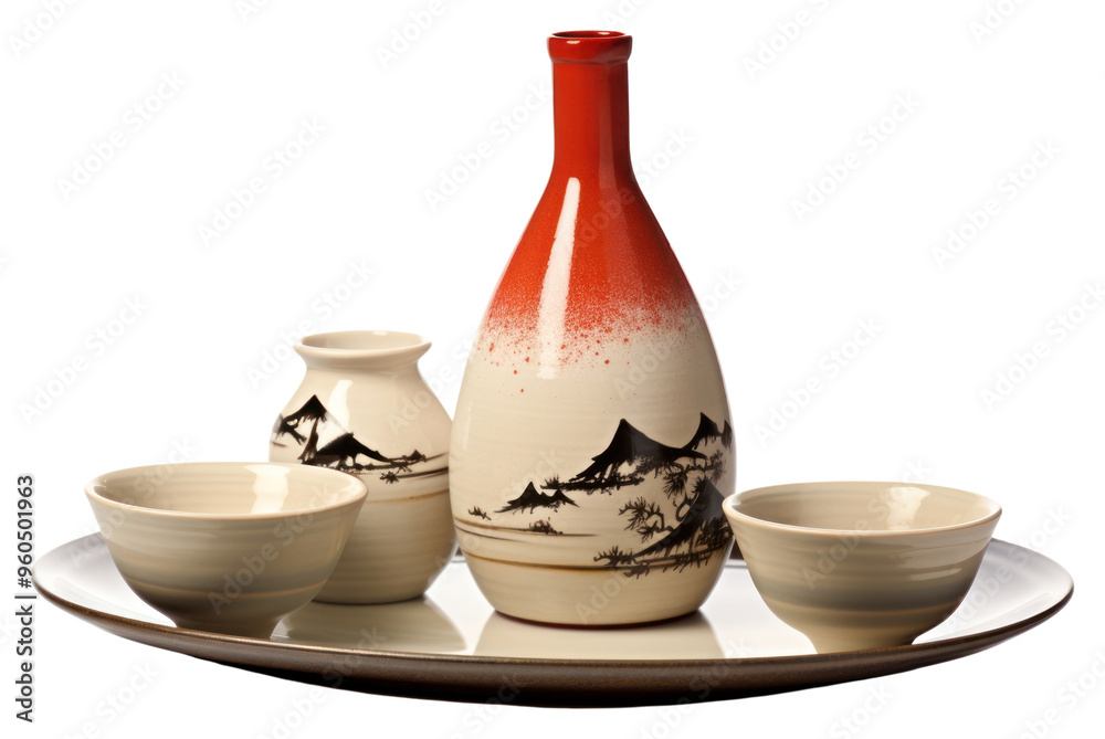 PNG Japan sake set porcelain pottery plate. Stock Photo | Adobe Stock