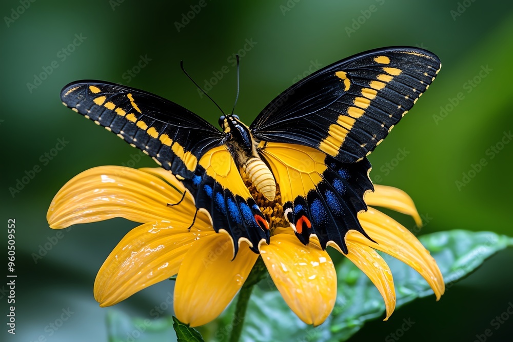 Flowers and insects, delicate blooms, busy pollinators create a ...