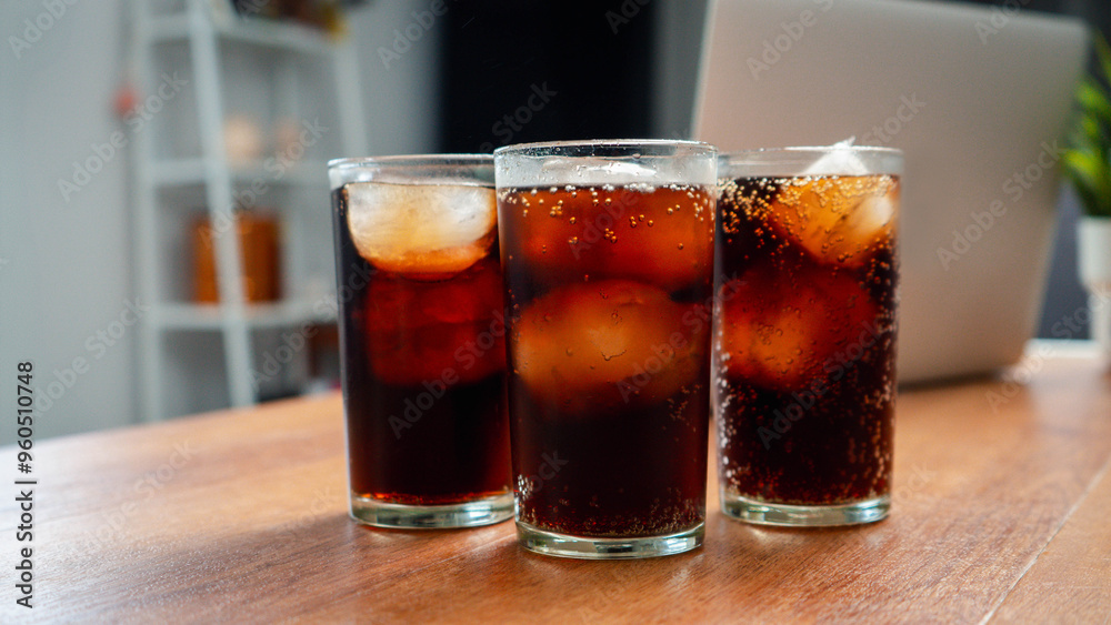 Double cool ice soft drink cola carbonated liquid fresh food with soda ...