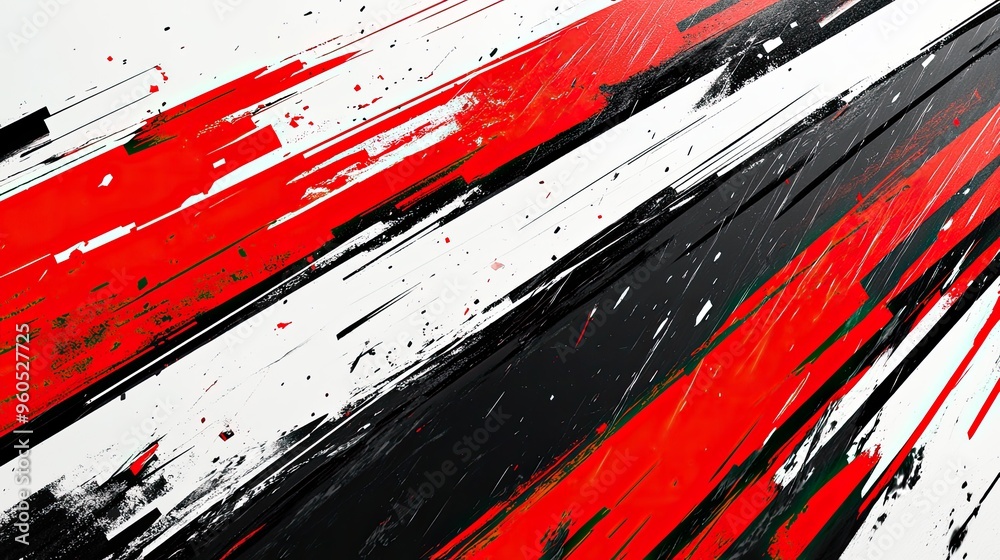 Abstract racing design, red white and black color scheme, speed lines ...