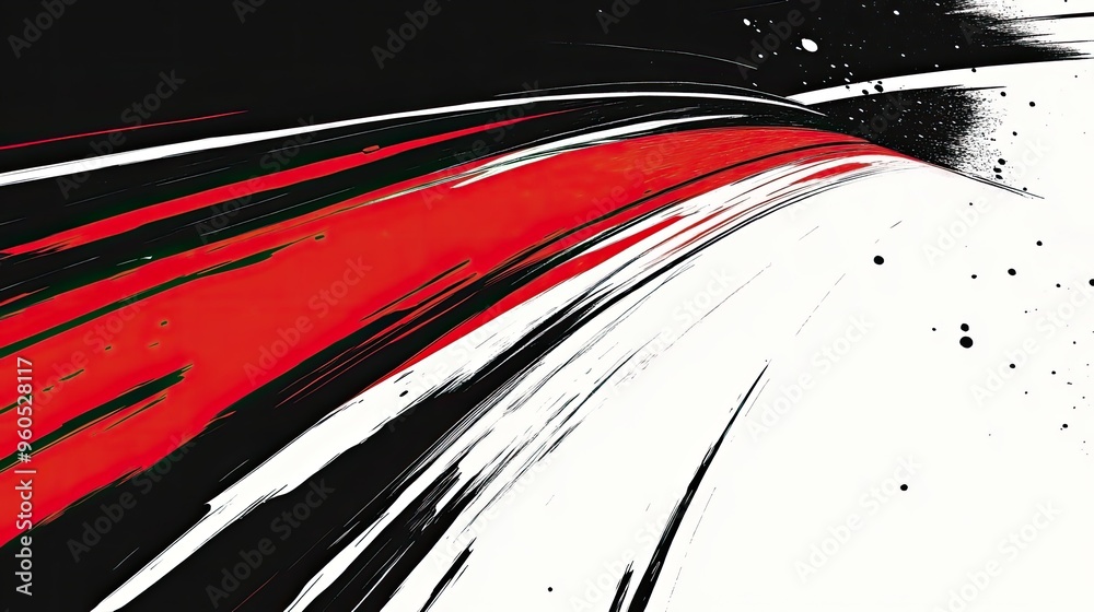 Abstract racing design, red white and black color scheme, speed lines ...
