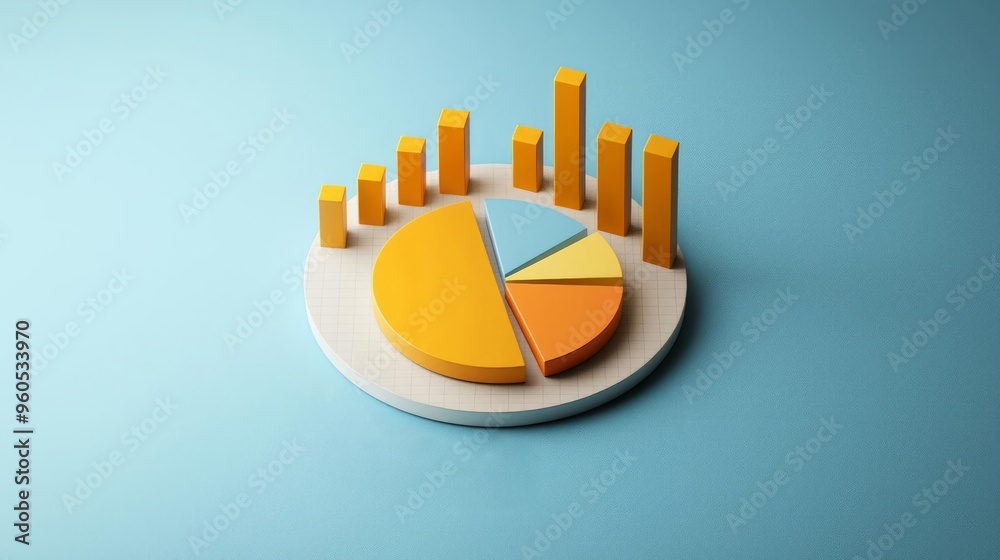 Strategic business plan with a pie chart and bar graphs, concept of ...