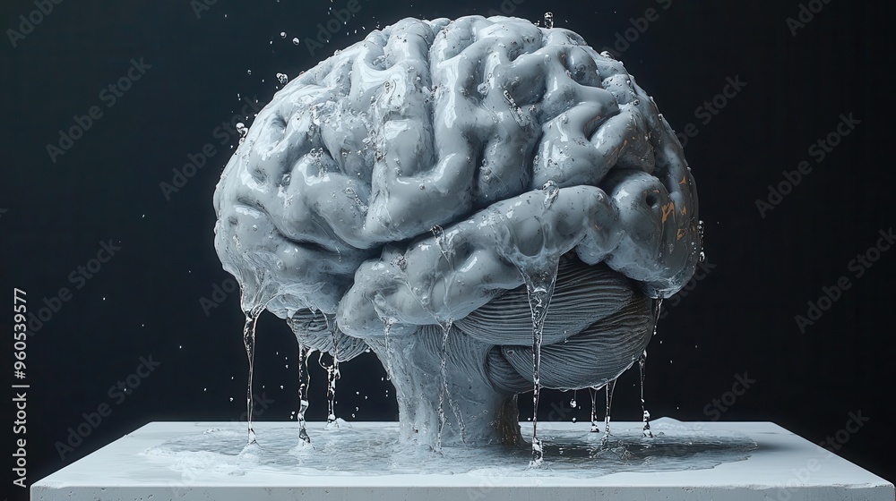 surrealist interpretation of brain wash concept hyperrealistic brain on ...
