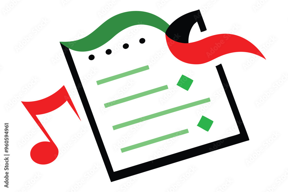 Christmas carol sheet vector line art, clipart illustration with ...