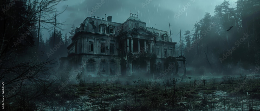 Eerie Abandoned Mansion in , Spooky Haunted House Atmosphere for Horror ...