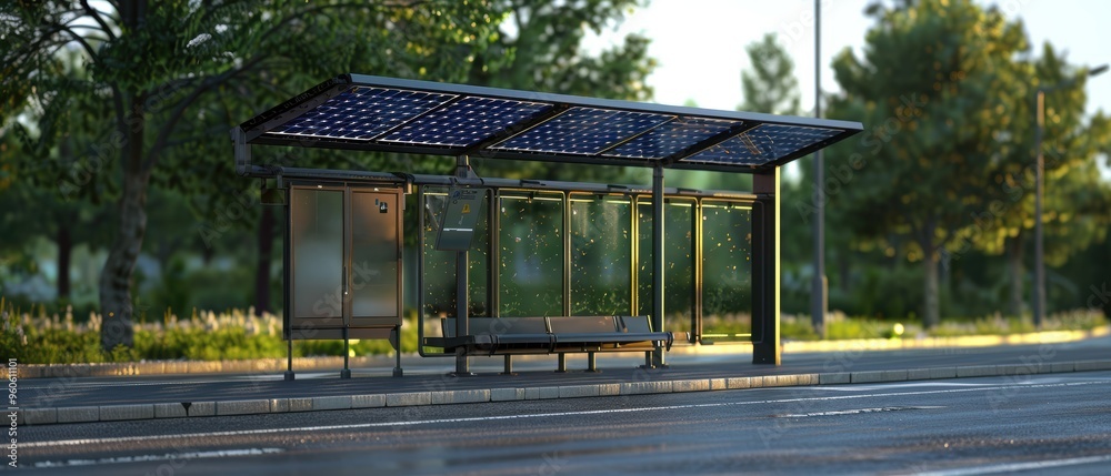 Futuristic Eco-Friendly Design: Solar Panels Integrated into Bus Stop ...