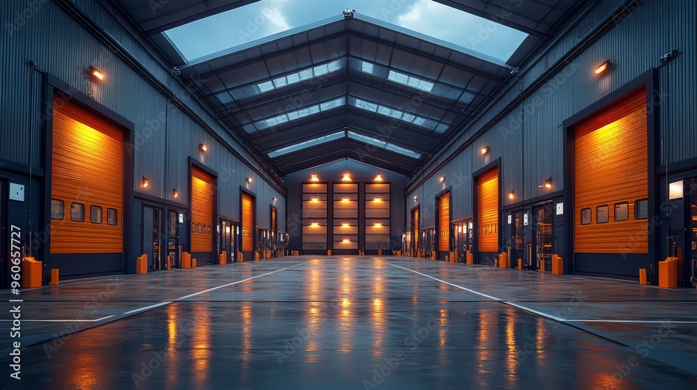 Modern Warehouse Interior: A spacious industrial warehouse with ...