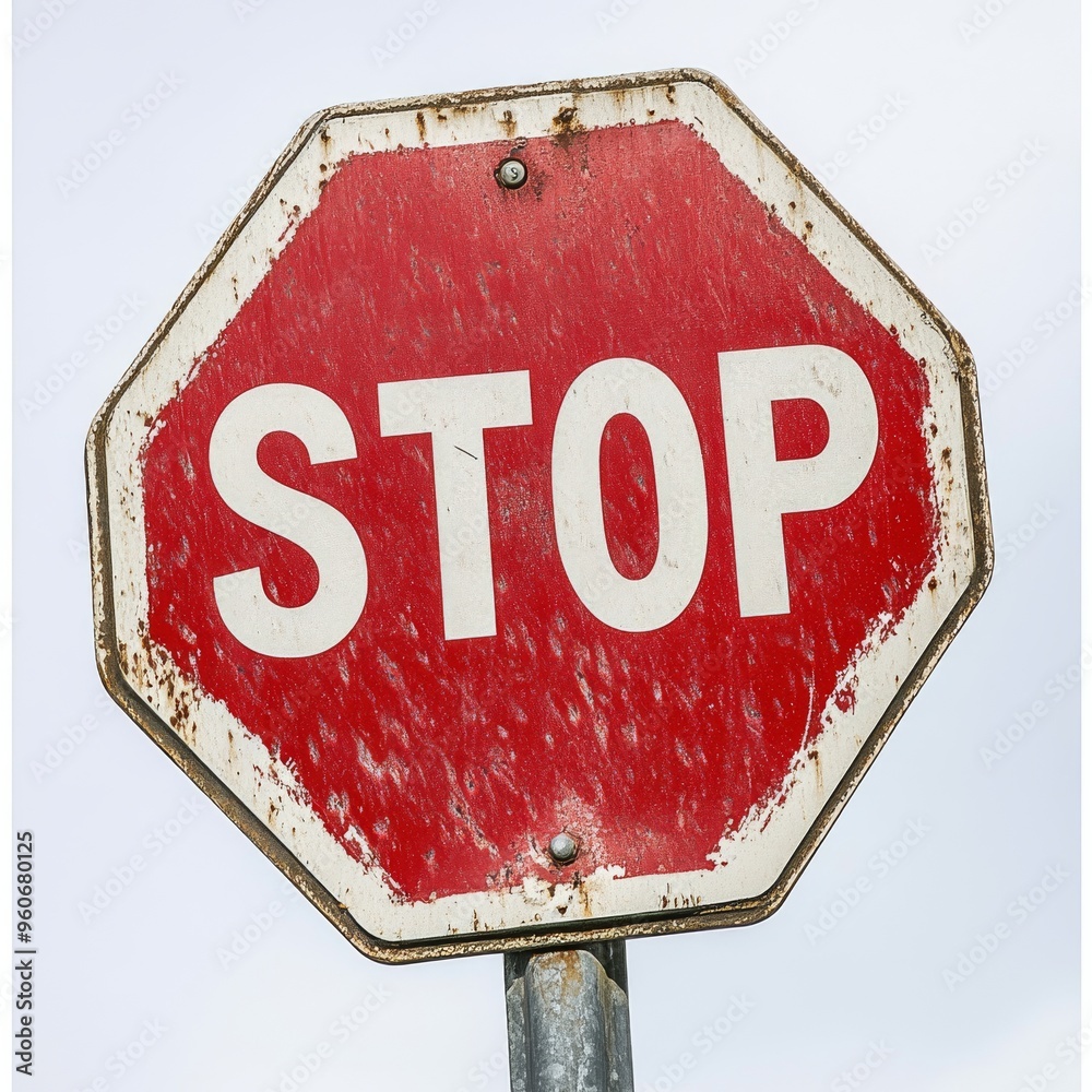 A red octagon symbol isolated on a transparent background, symbolizing ...