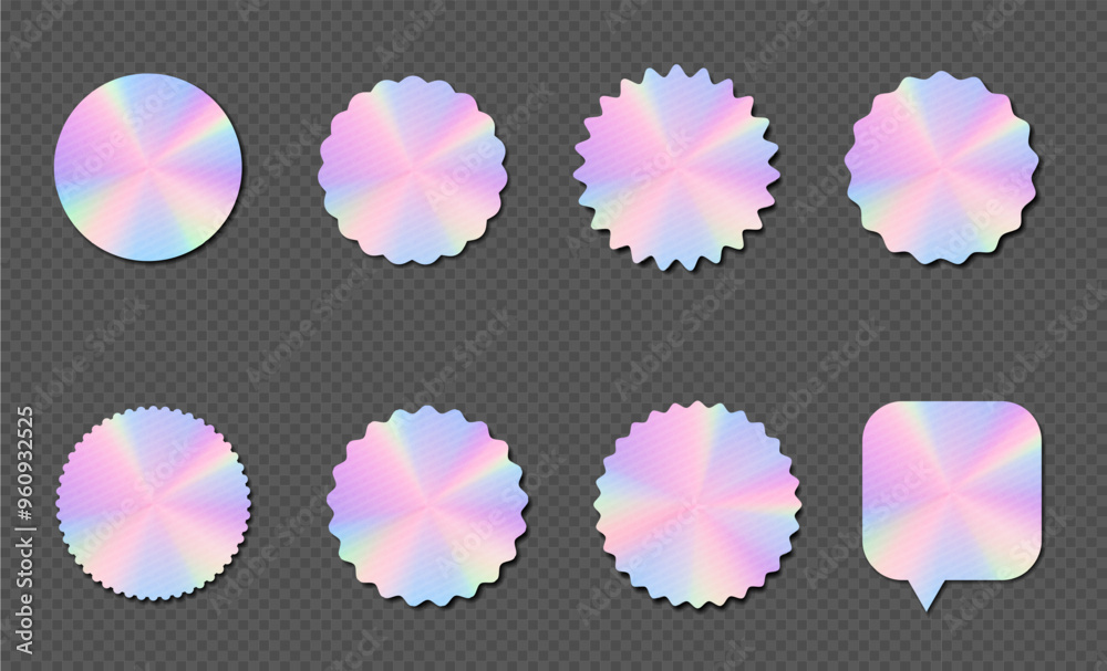 Stock-Vektorgrafik „Set Hologram Neon stickers, label with holographic ...