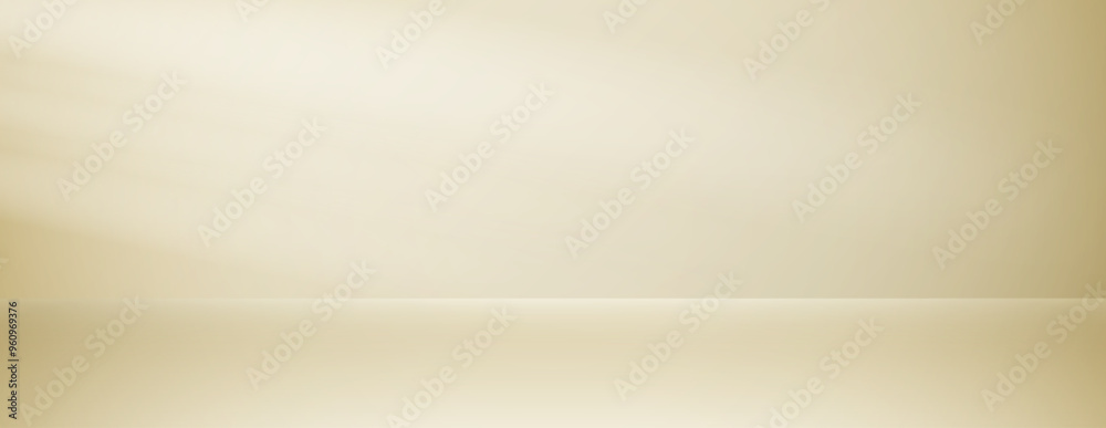 Beige studio room design concept. Light brown platform display ...