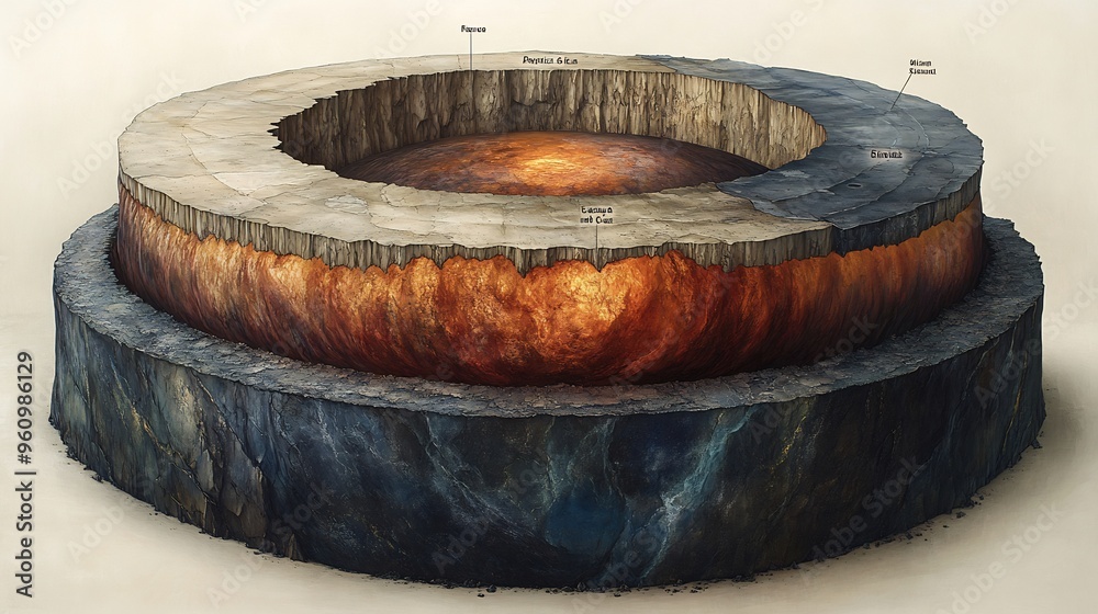 Layers of Earth A crosssectional illustration of Earth showing the ...