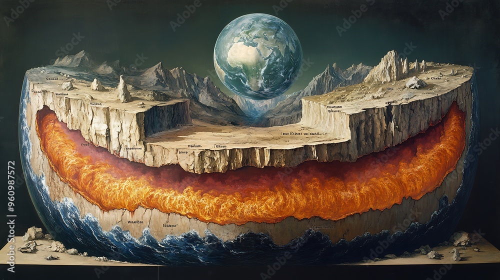 Layers of Earth A crosssectional illustration of Earth showing the ...