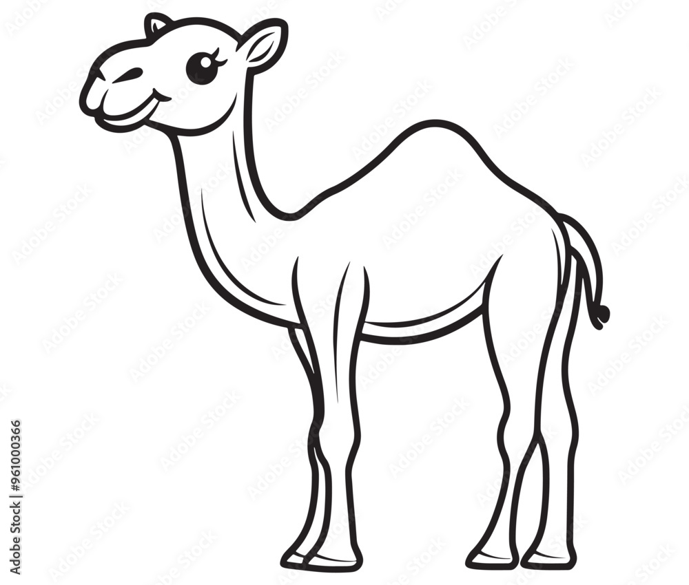 Camel cartoon illustration coloring page of a cute camel Stock Vector ...