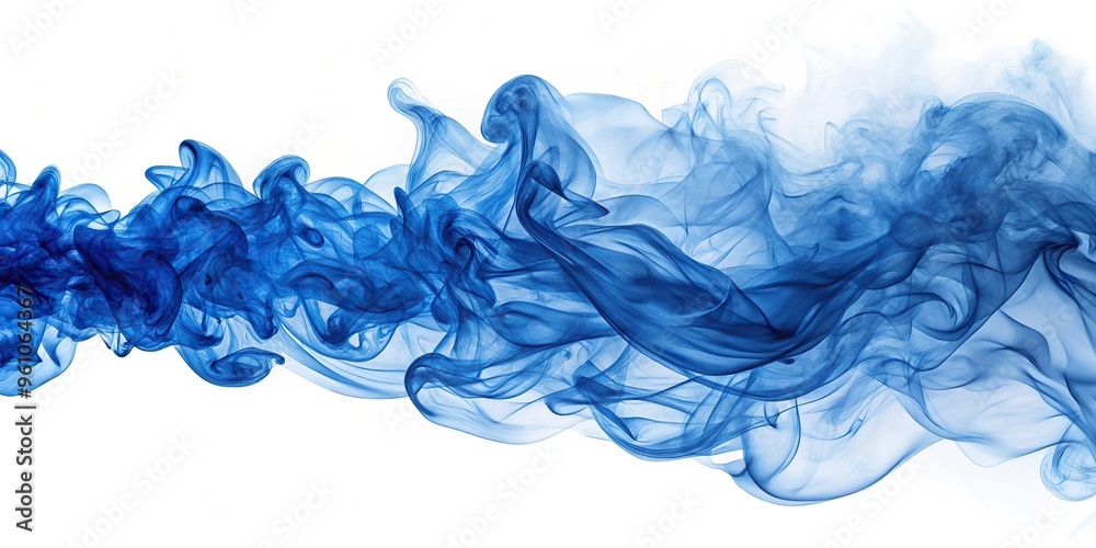 Abstract blue smoke patterns in white background aerial Stock ...