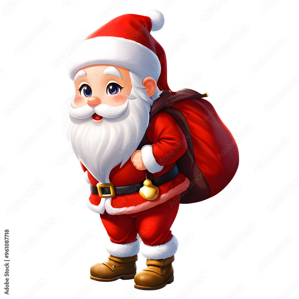 Cute cartoon santa claus clipart, on transparent background, png ...