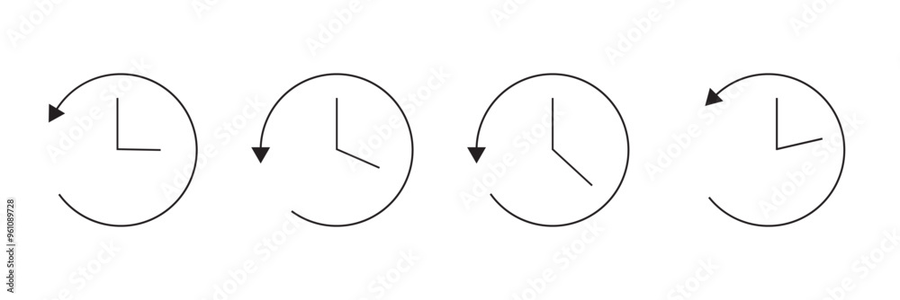 History time clock vector icon set. past transaction history symbol ...